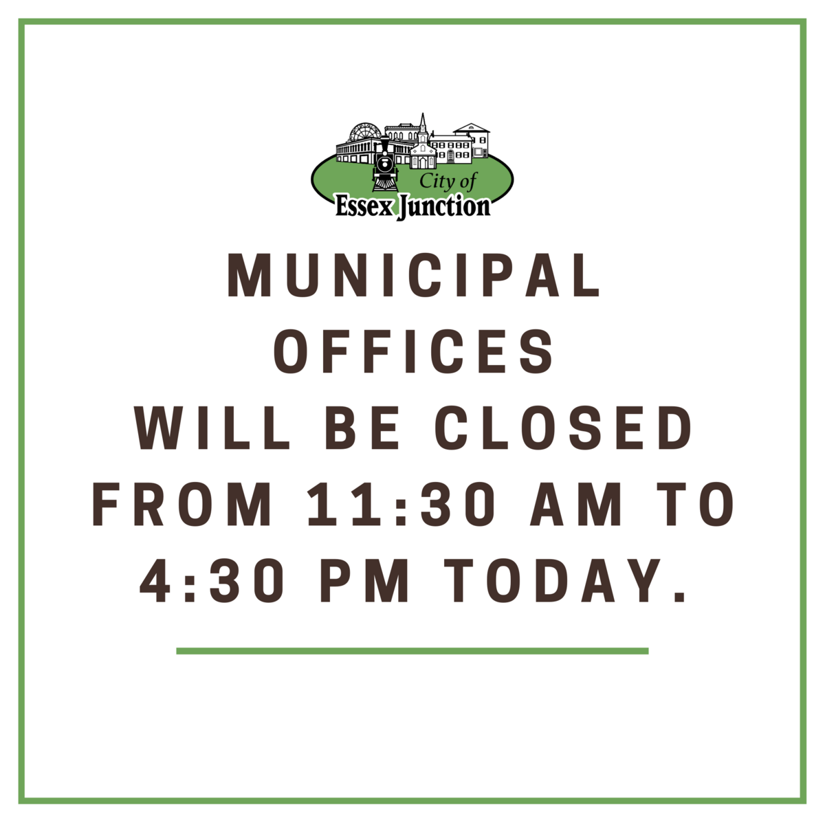 Municipal Offices Closed 03/07/2024 - City of Essex Junction, Vermont